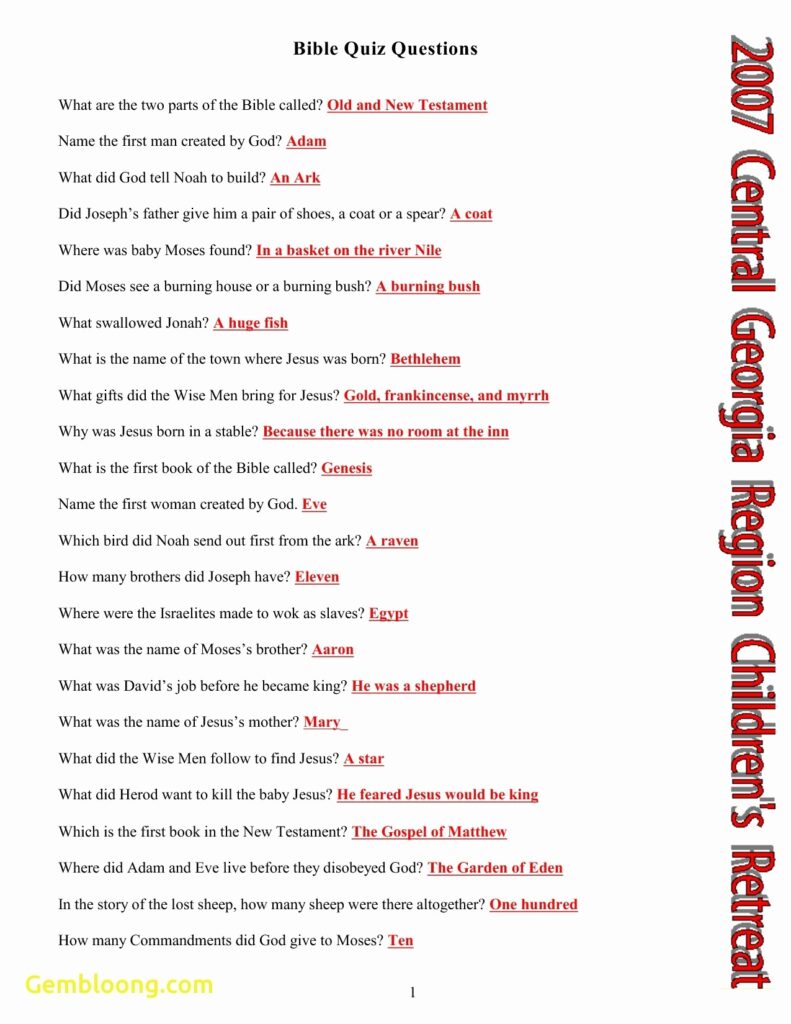 Printable Bible Trivia Questions - bible.weloveprintables.net