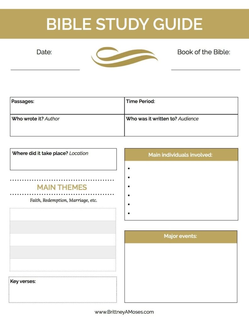 Free Printable Bible Study Guide PDF - bible.weloveprintables.net