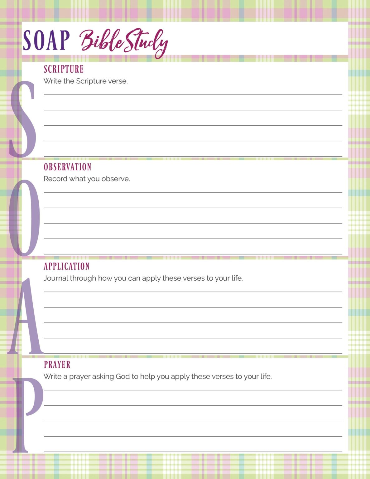Soap Bible Study Method Free Printable - bible.weloveprintables.net